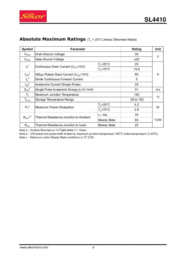 SL4410 datasheet page 2