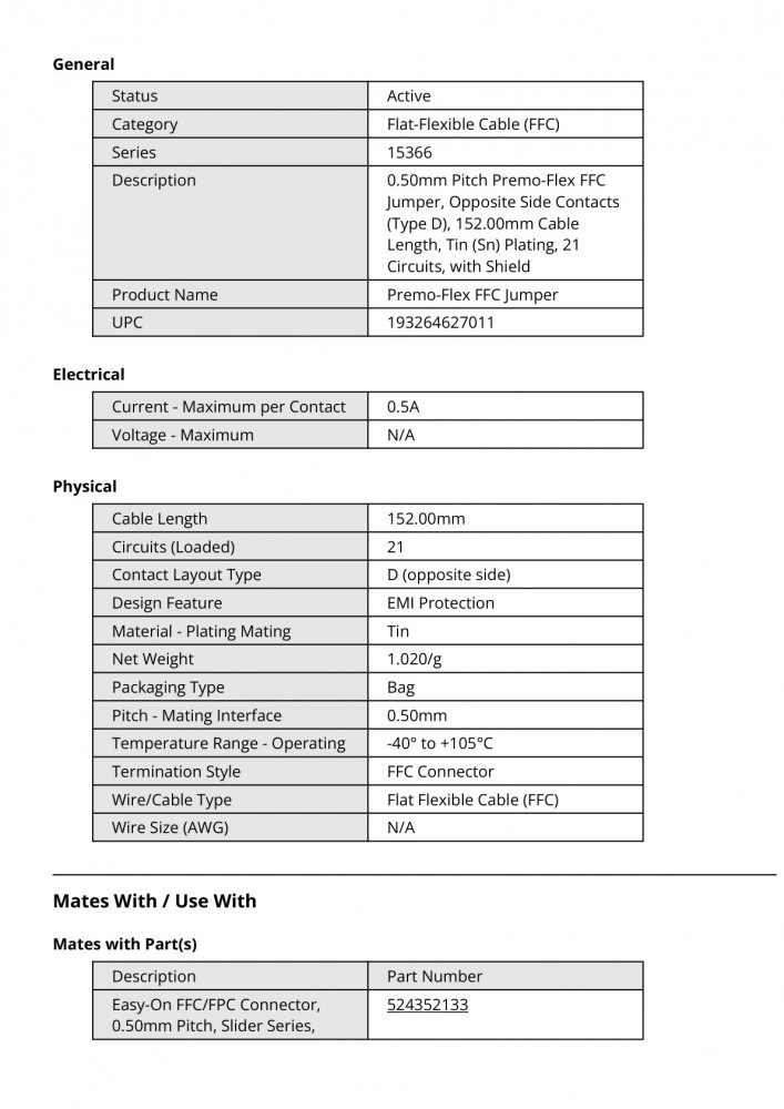 Molex 153660908 technical document page 2