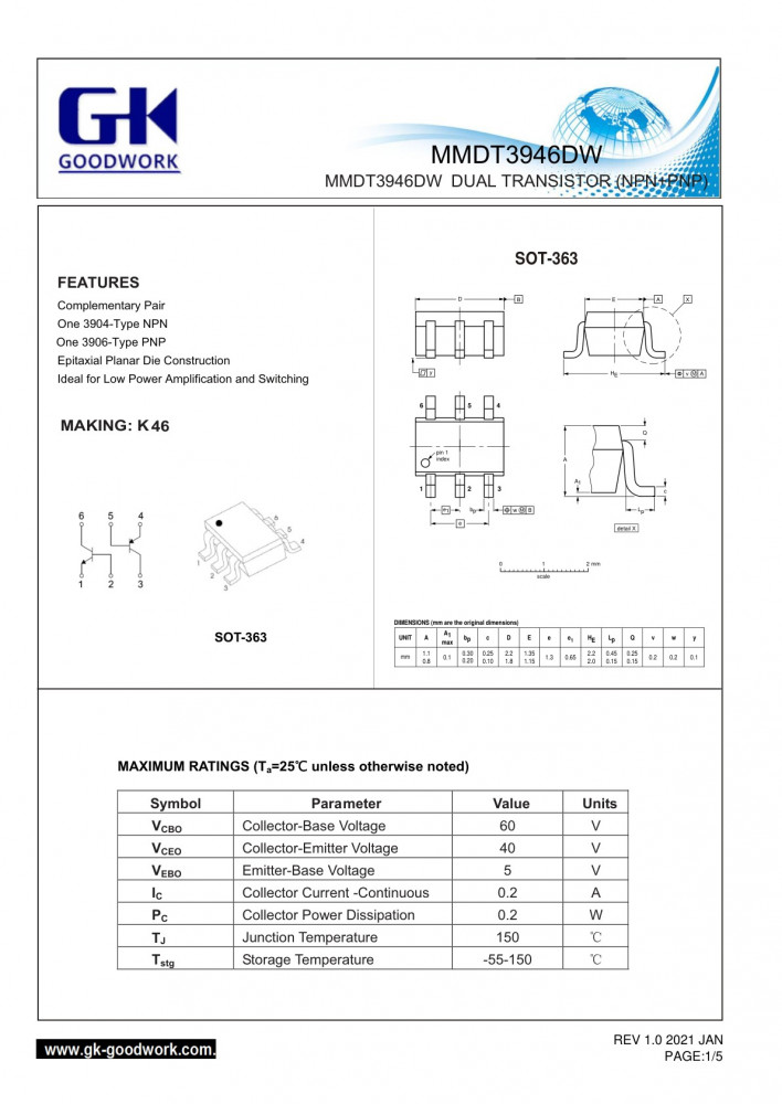 MMDT3946DW technical document page 1