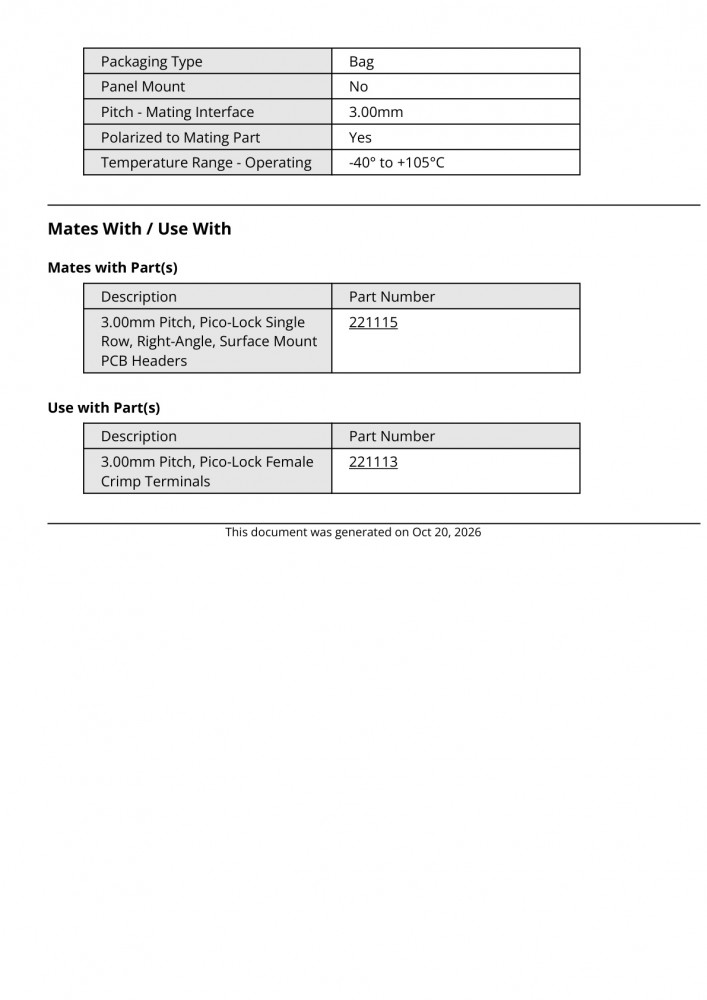 MOLEX 2211142041 technical document preview, page 3