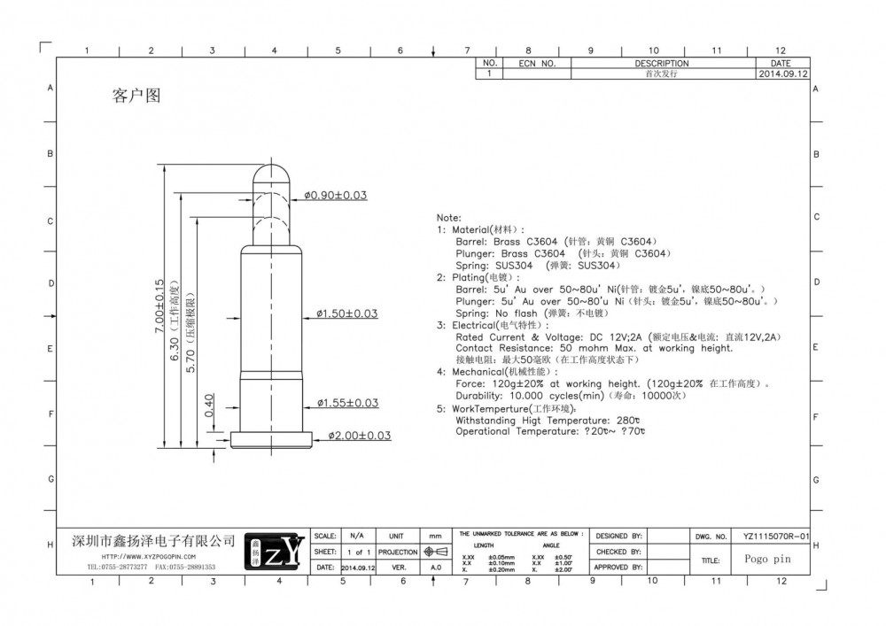 YZ1115070R-01 packaging specification page 3