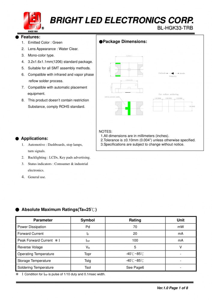 BL-HGK33-TRB technical document page 1
