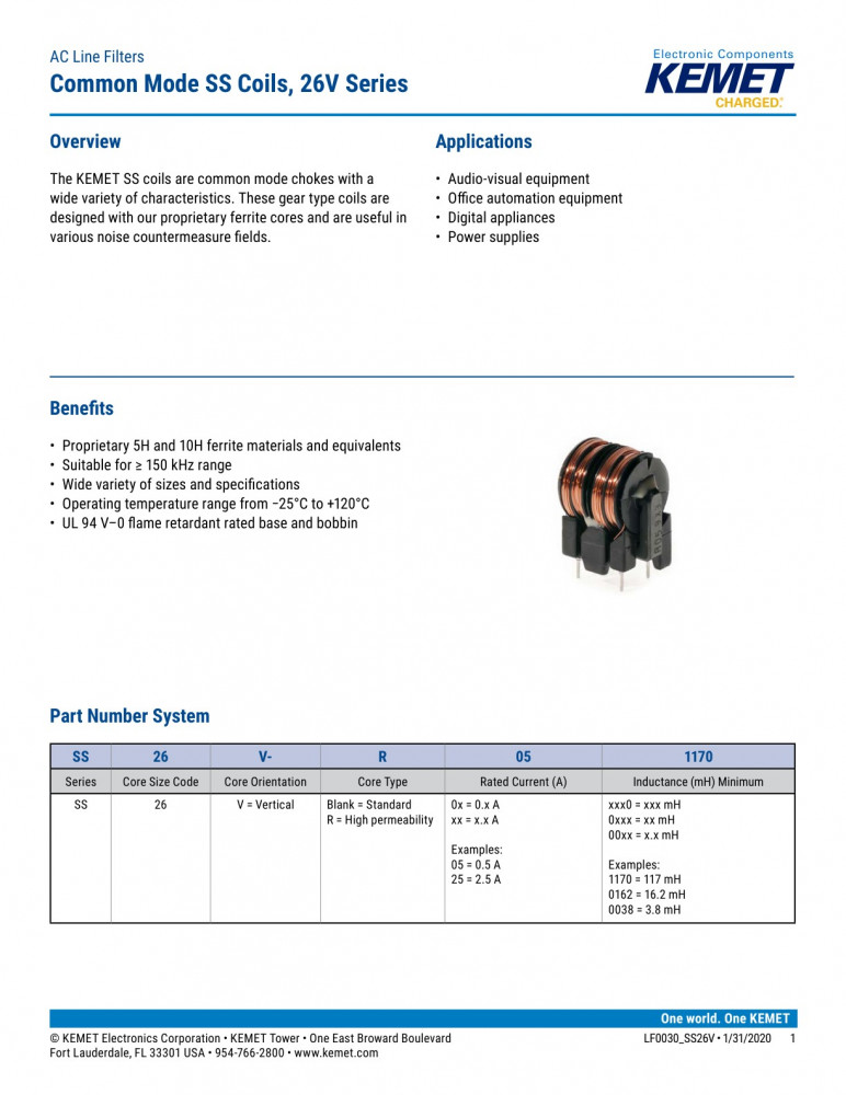 KEMET SS26V datasheet page 1