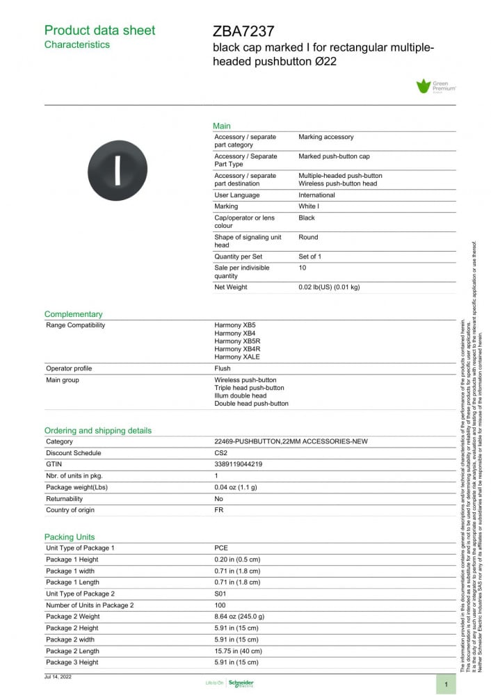ZBA7237 technical document page 1