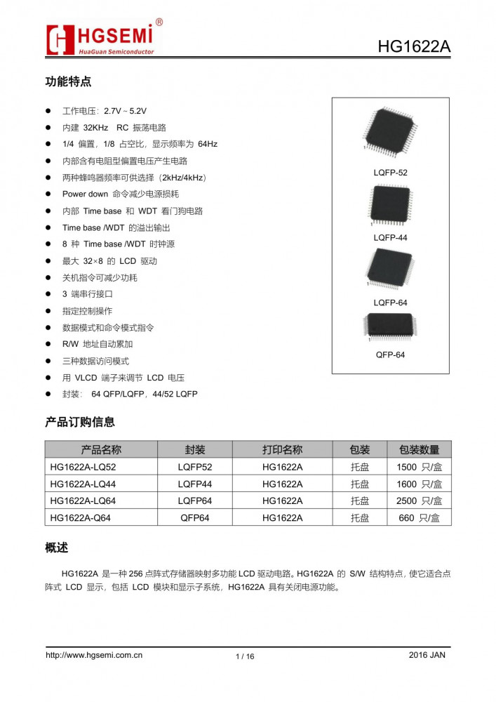 HG1622A-LQ44 technical document page 1