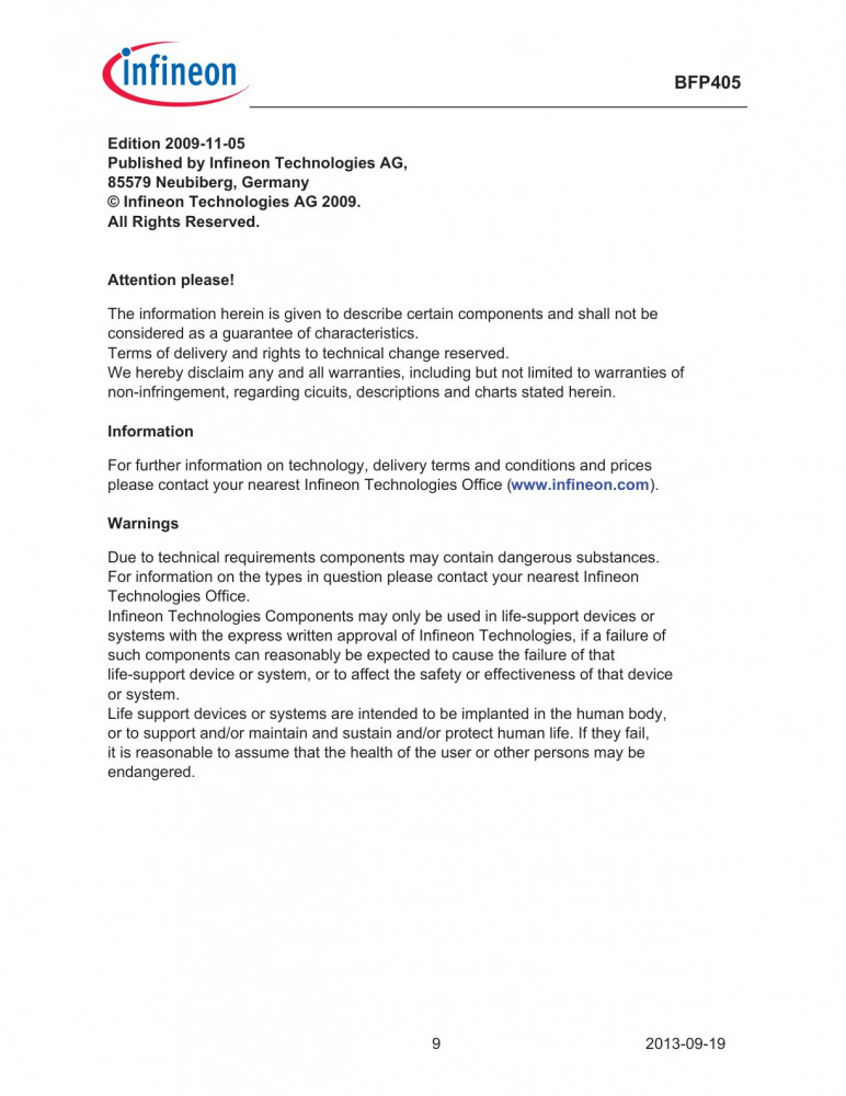 BFP405 technical document page 9