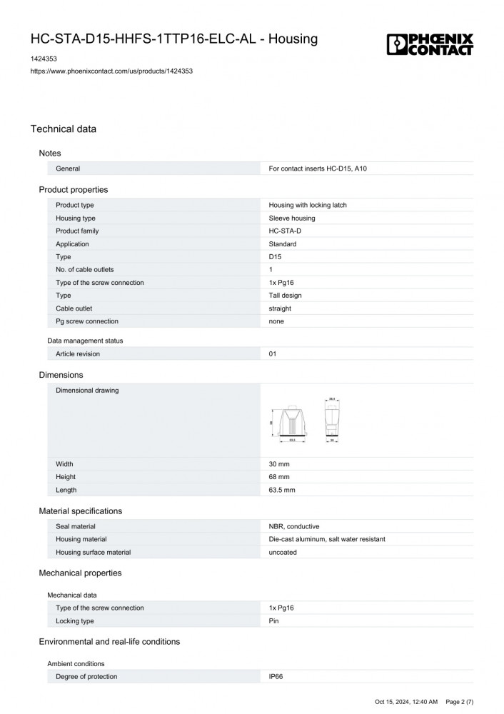 Phoenix Contact 1424353 technical document page 2