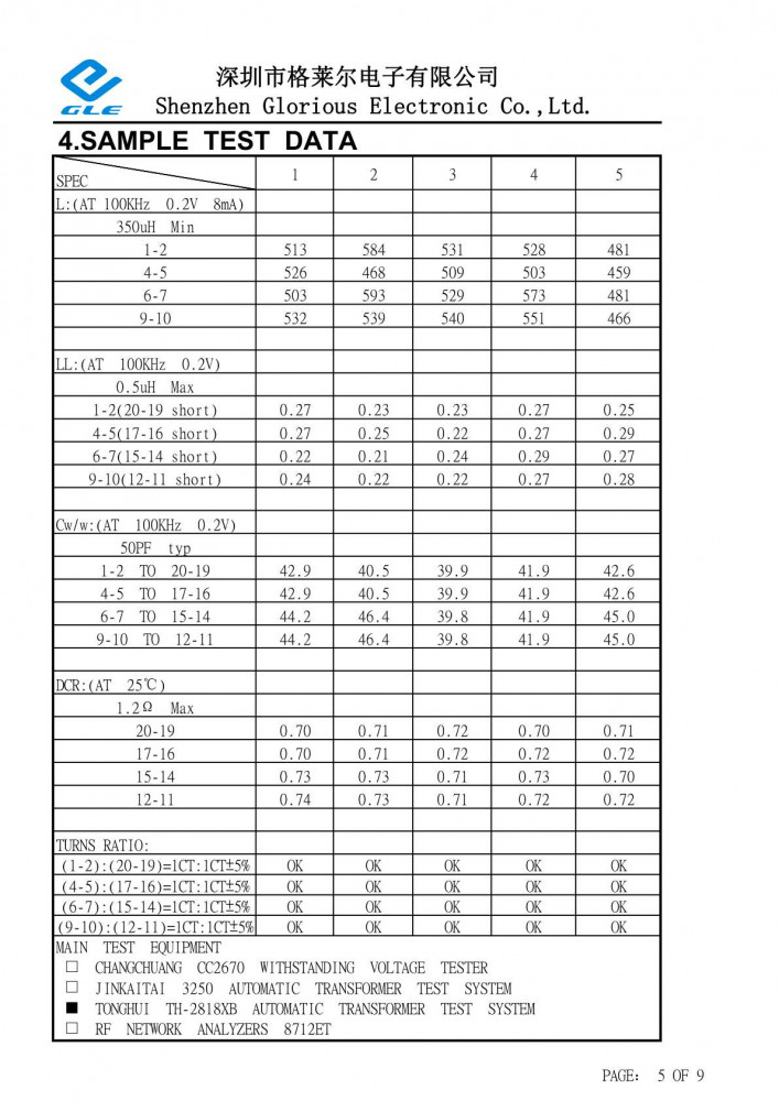 HB2005DNL specification page 5