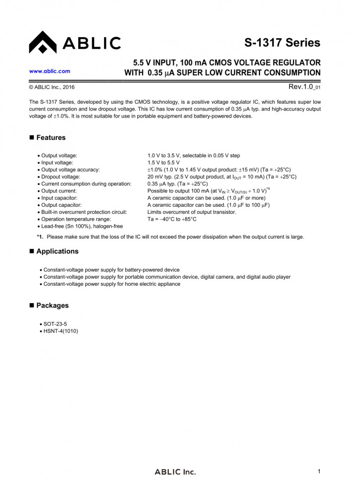 S-1317 datasheet page 1