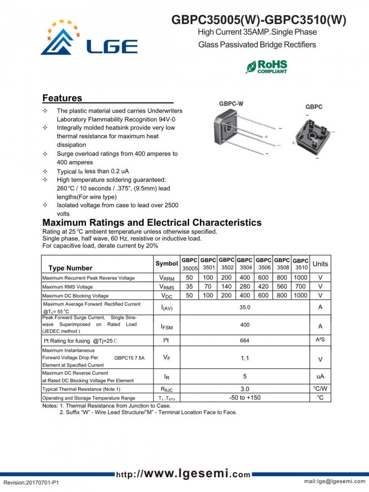 GBPC3506W datasheet page 1