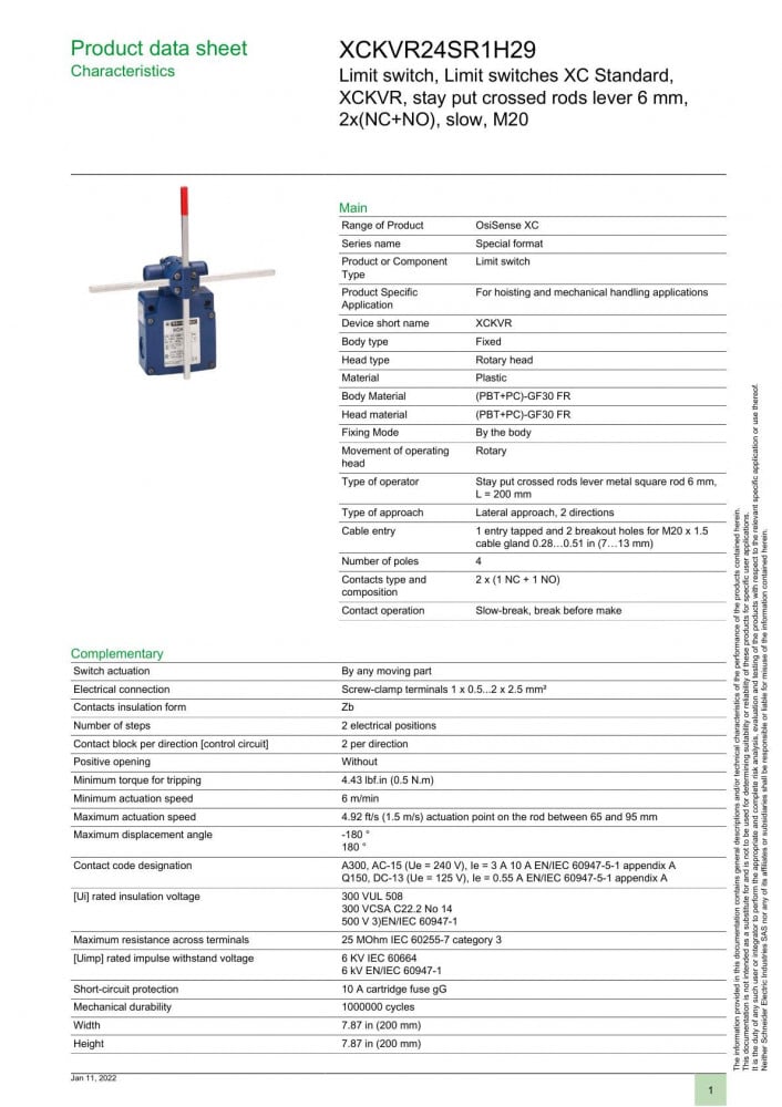 XCKVR24SR1H29 technical document page 1