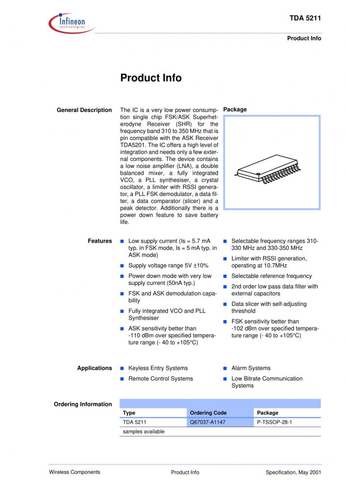 TDA5211 datasheet page 3