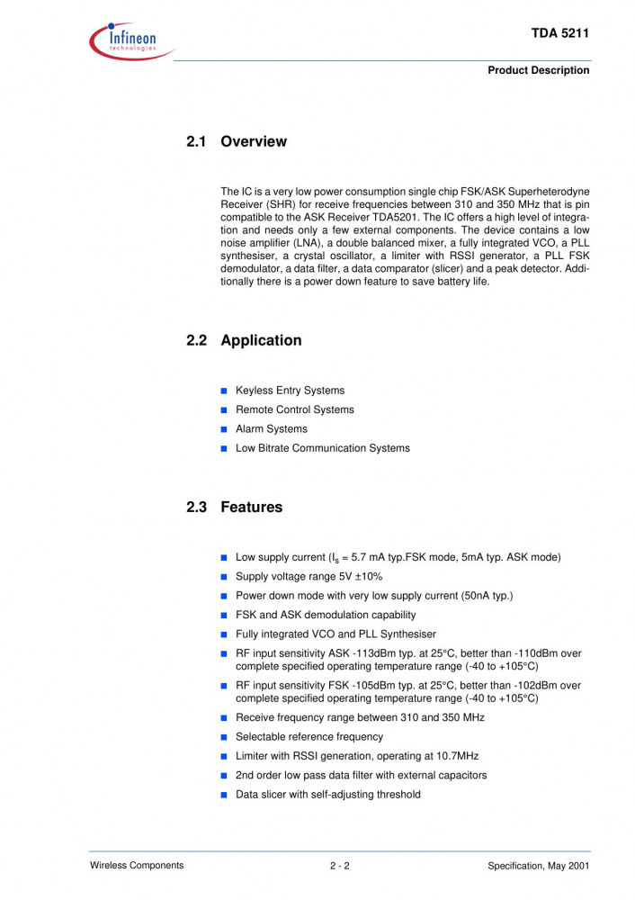 TDA5211 datasheet page 7
