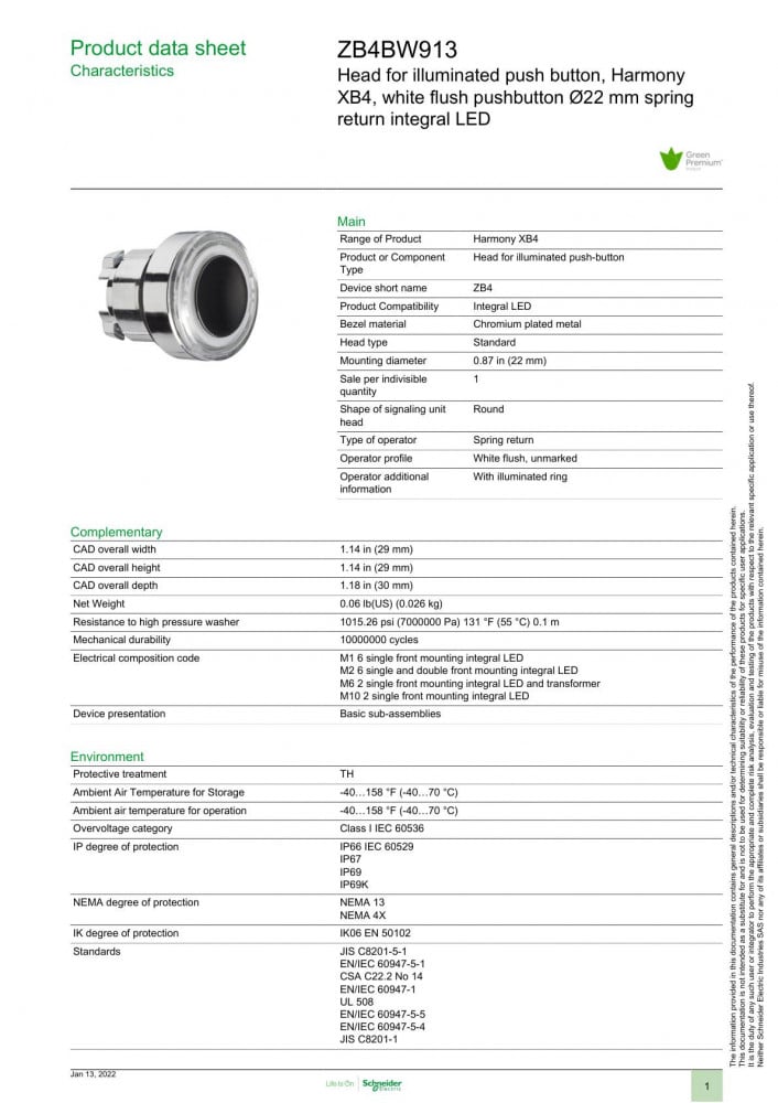ZB4BW913 technical document page 1