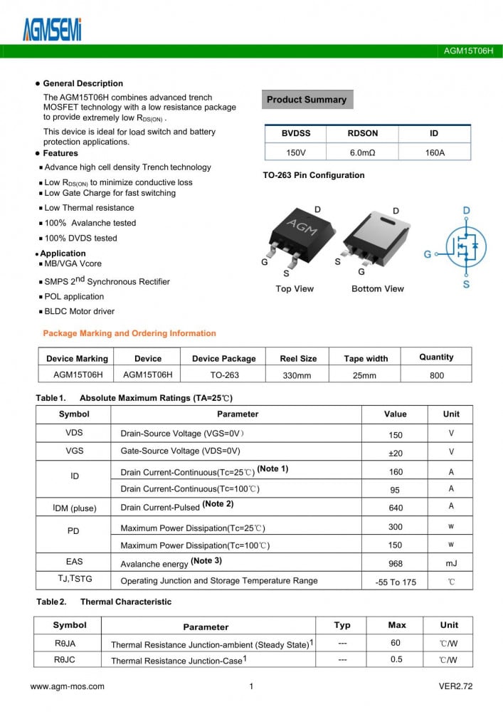 AGM15T06H datasheet page 1
