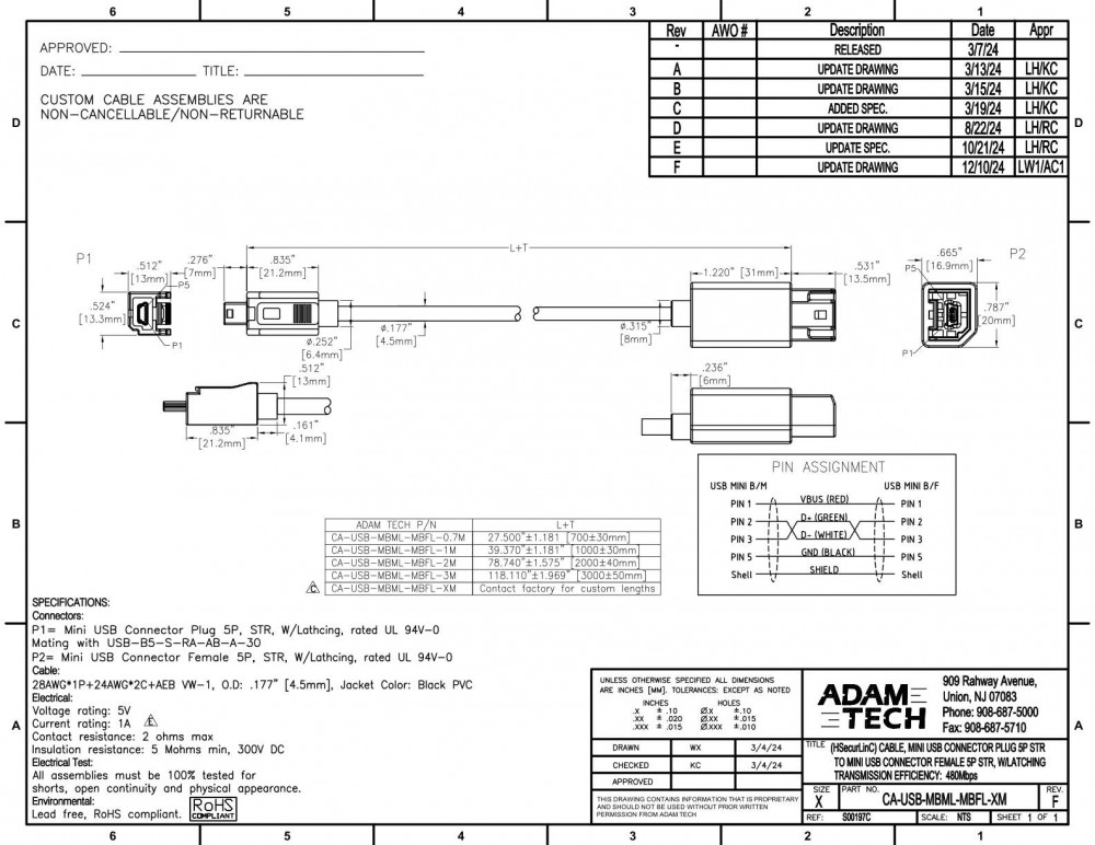 ADAM TECH CA-USB-MBML-MBFL-1M product drawing page