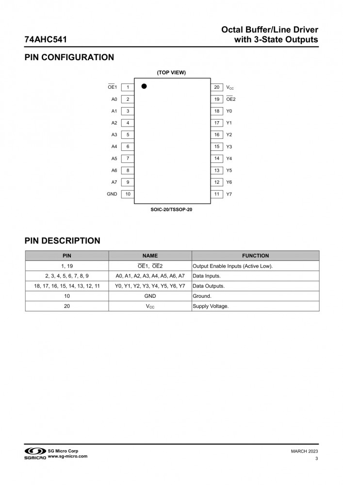 74AHC541 datasheet page 3