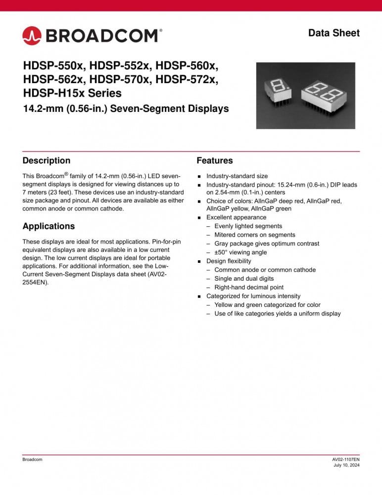 HDSP-5603-IJ000 datasheet page 1