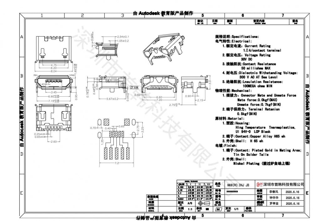 MICRO DNJ JB specification document page 1