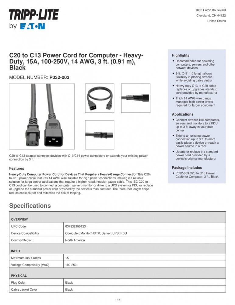 P032-003 technical document page 1