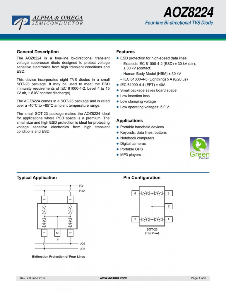 AOZ8224CI-05 datasheet page 1