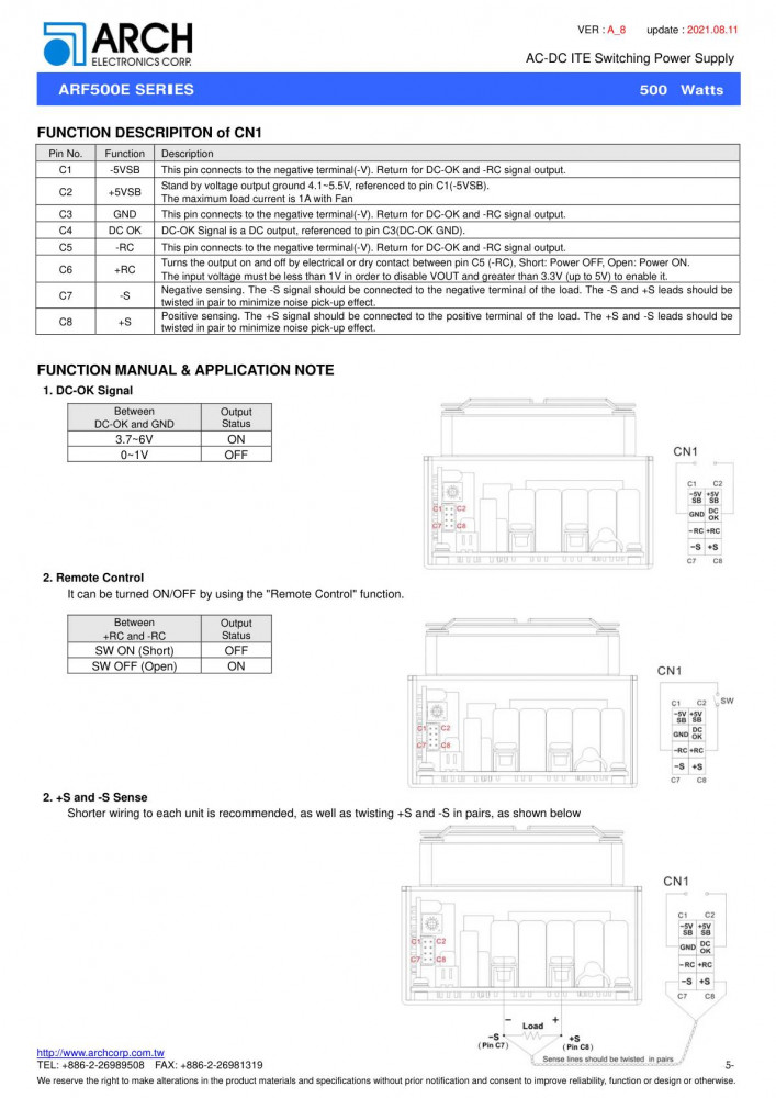 ARCH ARF500E technical document page 10
