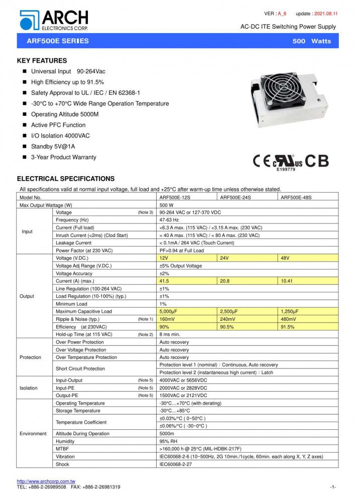 ARCH ARF500E technical document page 6