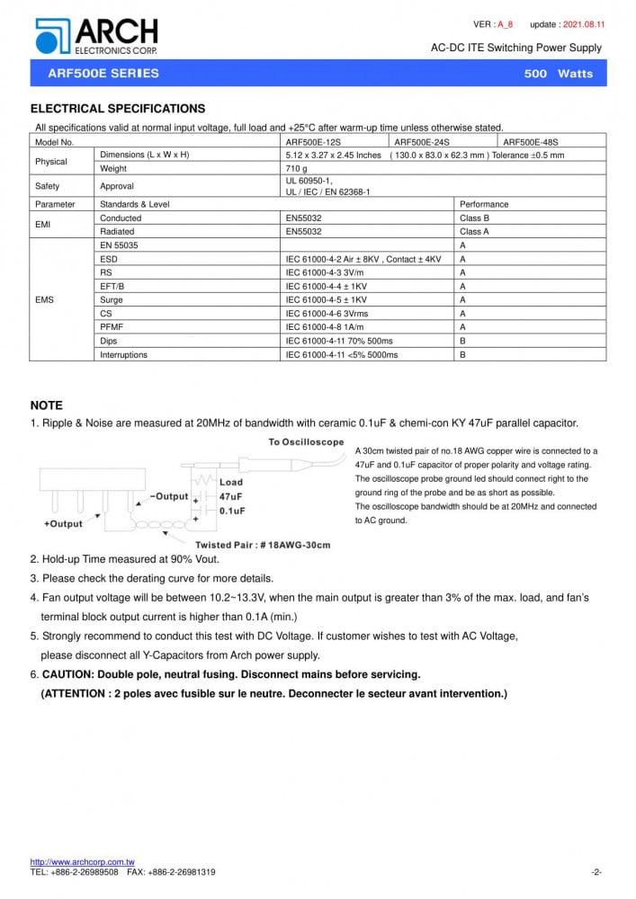 ARCH ARF500E technical document page 7