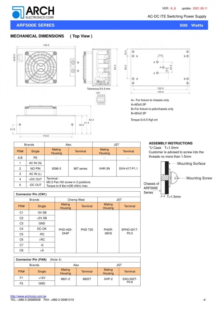 ARCH ARF500E technical document page 9