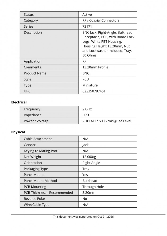 Product document image 2 for MOLEX 731010760