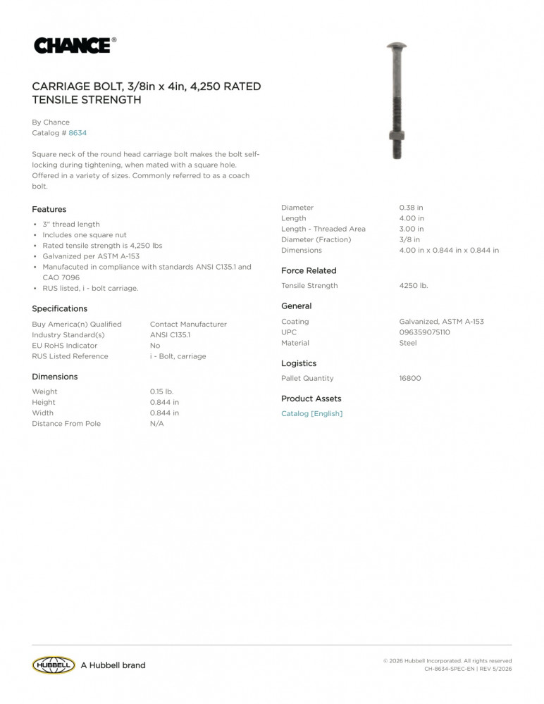 Burndy Chance catalog 8634 technical document preview