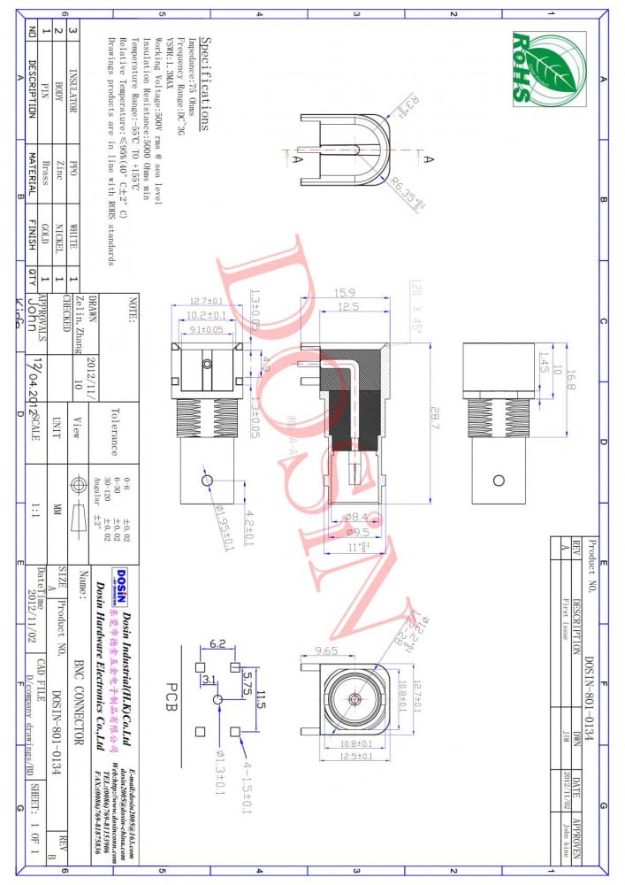 DOSIN-801-0134 technical drawing preview