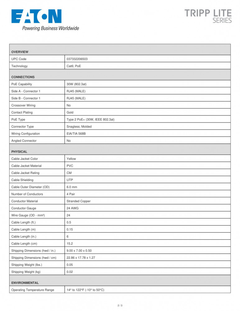 EATON N201-06N-YW technical document page 2