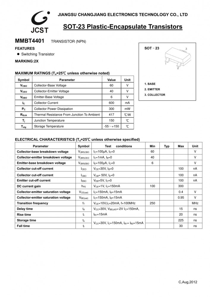 MMBT4401 datasheet page 1