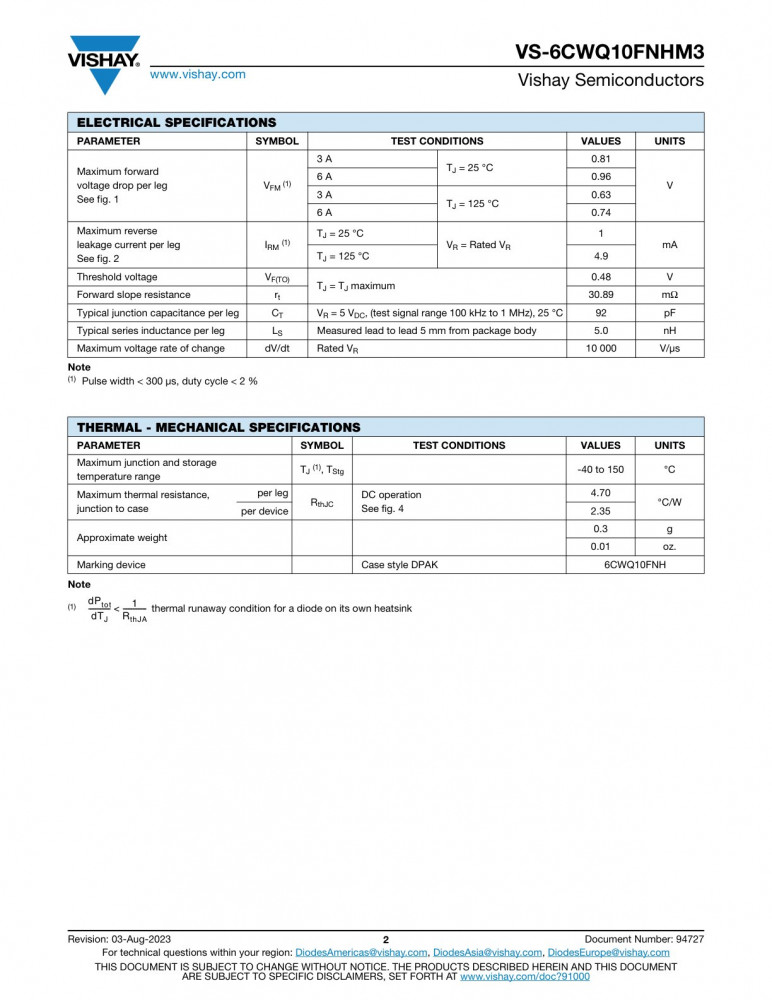 VS-6CWQ10FN datasheet page 2