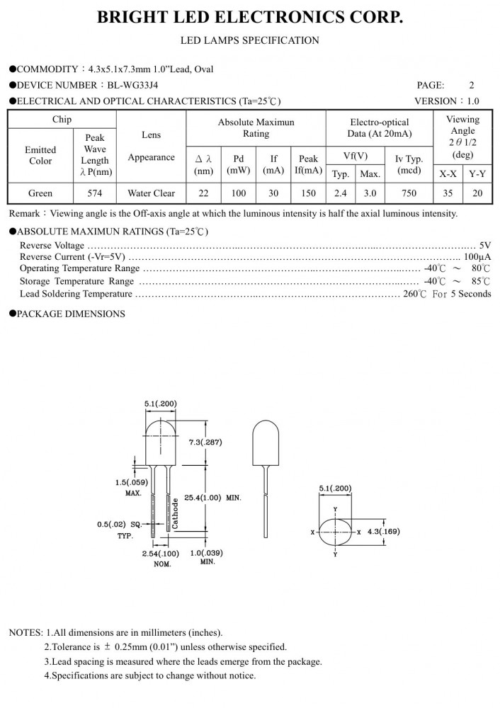 BL-WG33J4 technical document, page 1