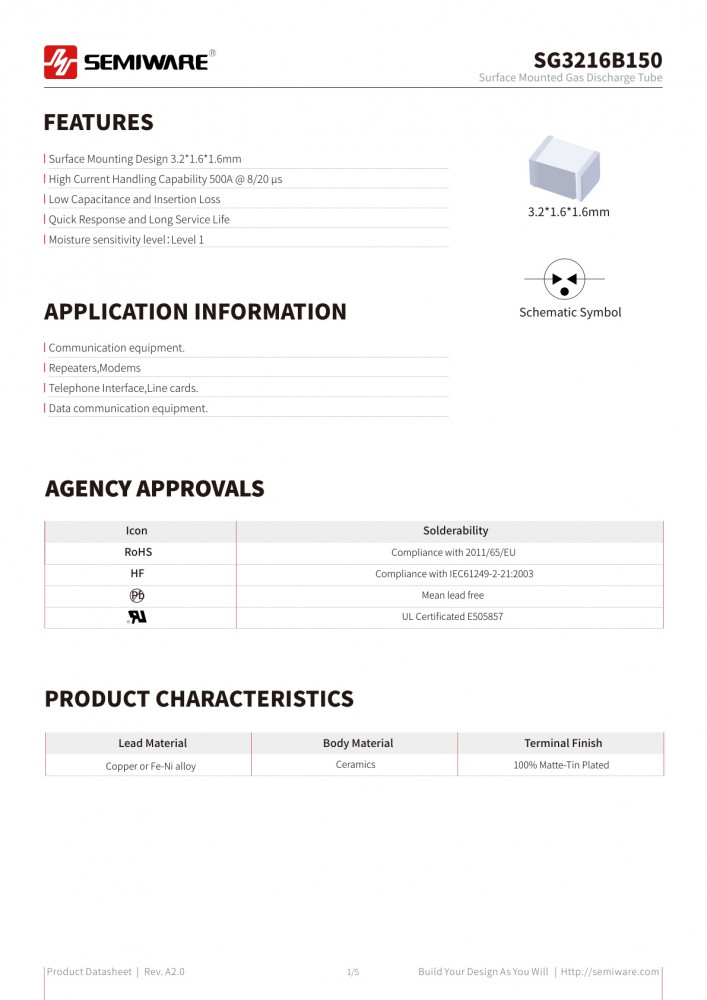 SG3216B150 datasheet page 1
