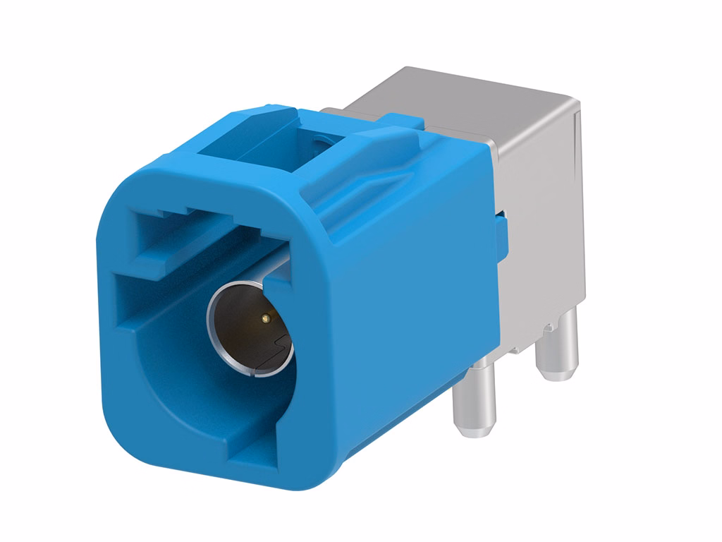 High-Speed FAKRA Mini (HFM) Single Header, 1x1, Right-Angle, Through Hole, Key C, Blue, 50 Ohms for sale