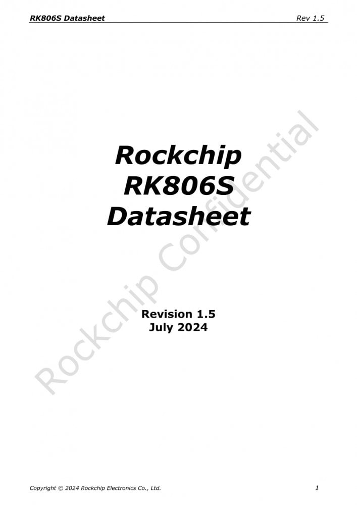 RK806S datasheet page 1