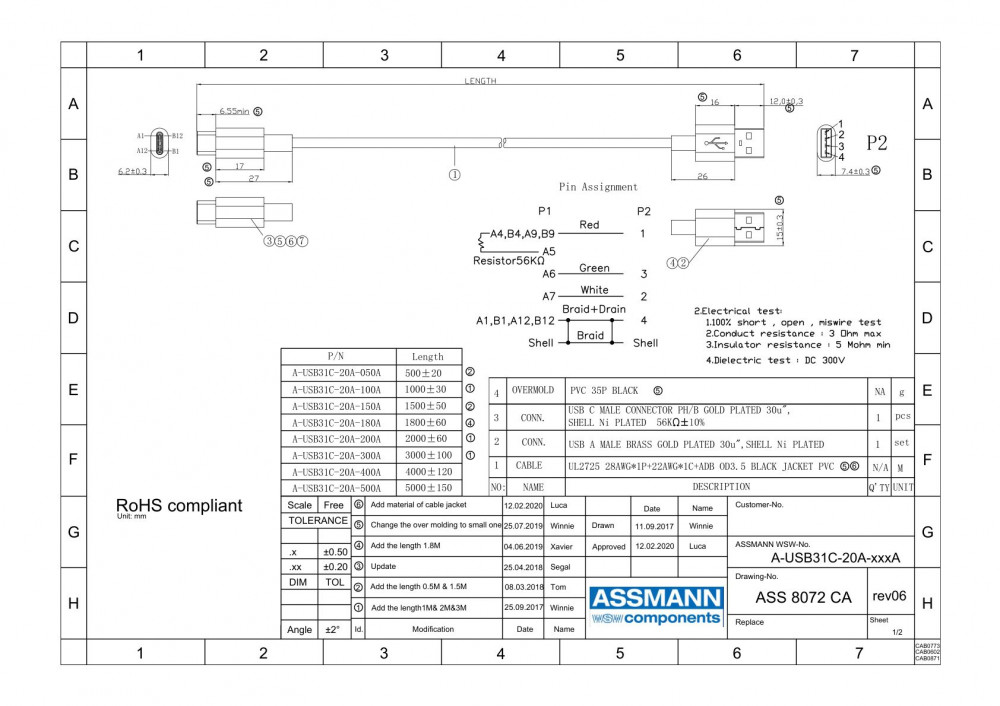 A-USB31C-20A-150A technical drawing page 1
