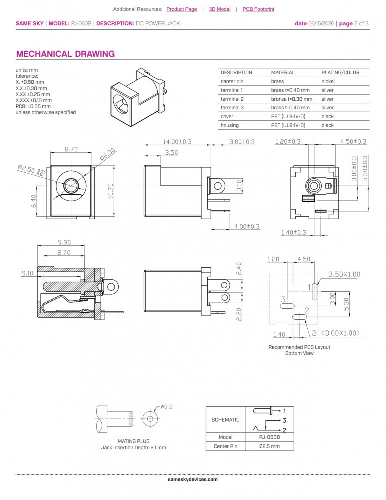 PJ-060B product document page 2