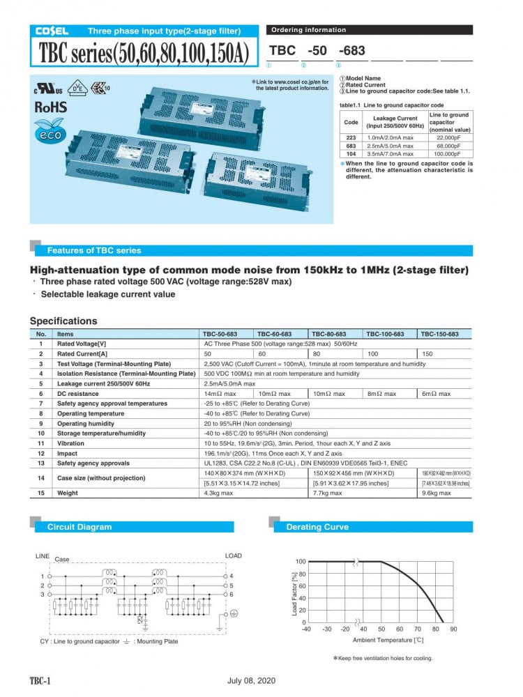 Cosel TBC series product information