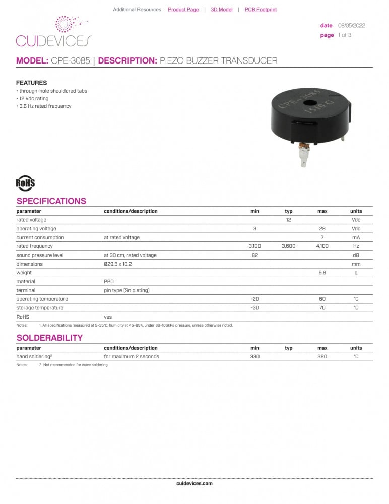 CPE-3085 datasheet page 1