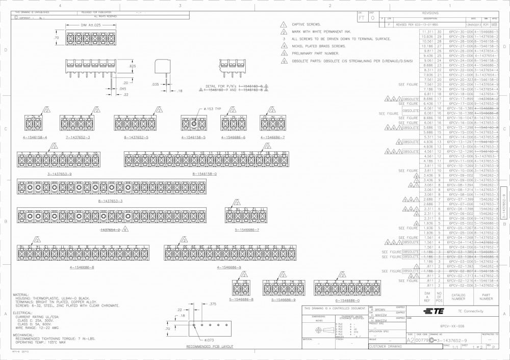 TE Connectivity 6-1437652-7 technical drawing page 1