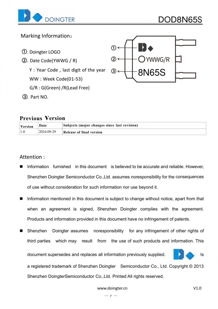 DOD8N65S datasheet page 7