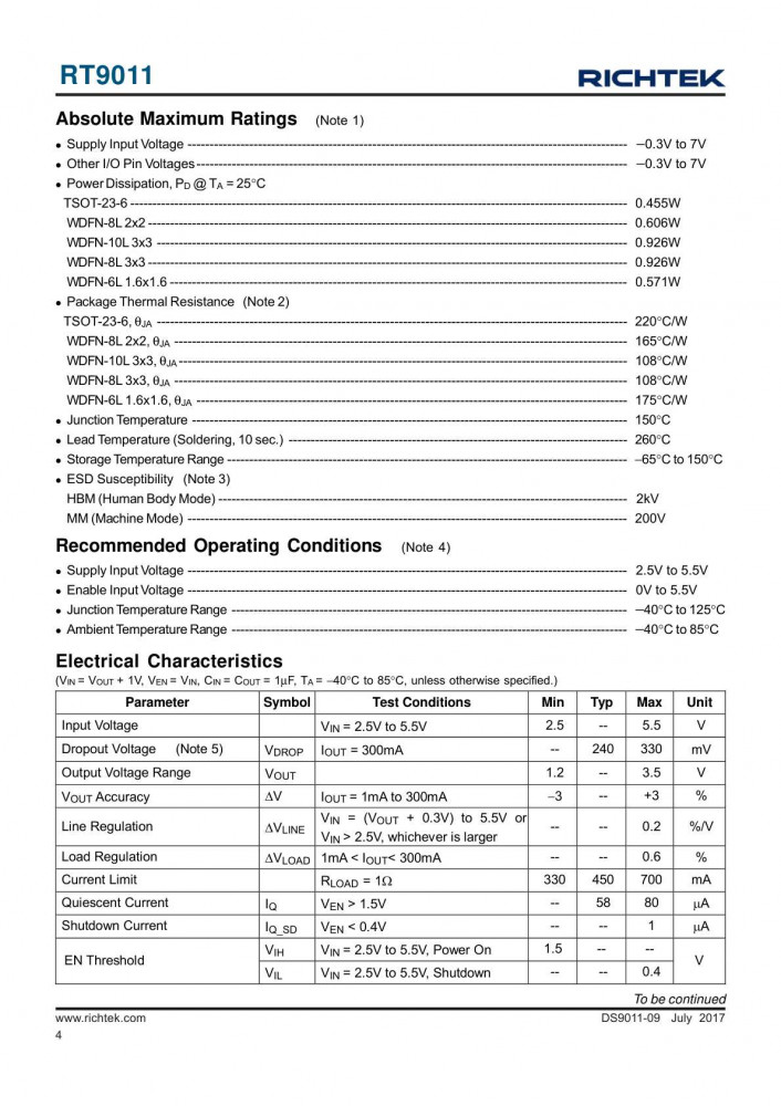 RT9011 datasheet page 4