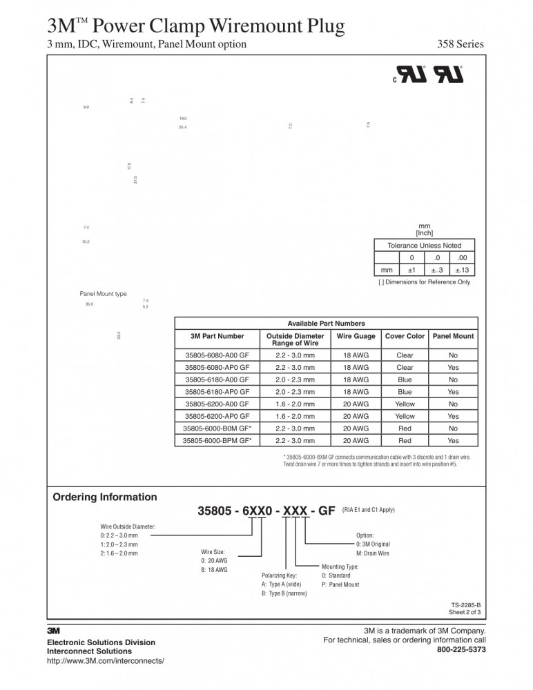 3M TS-2285-B technical data sheet page 2