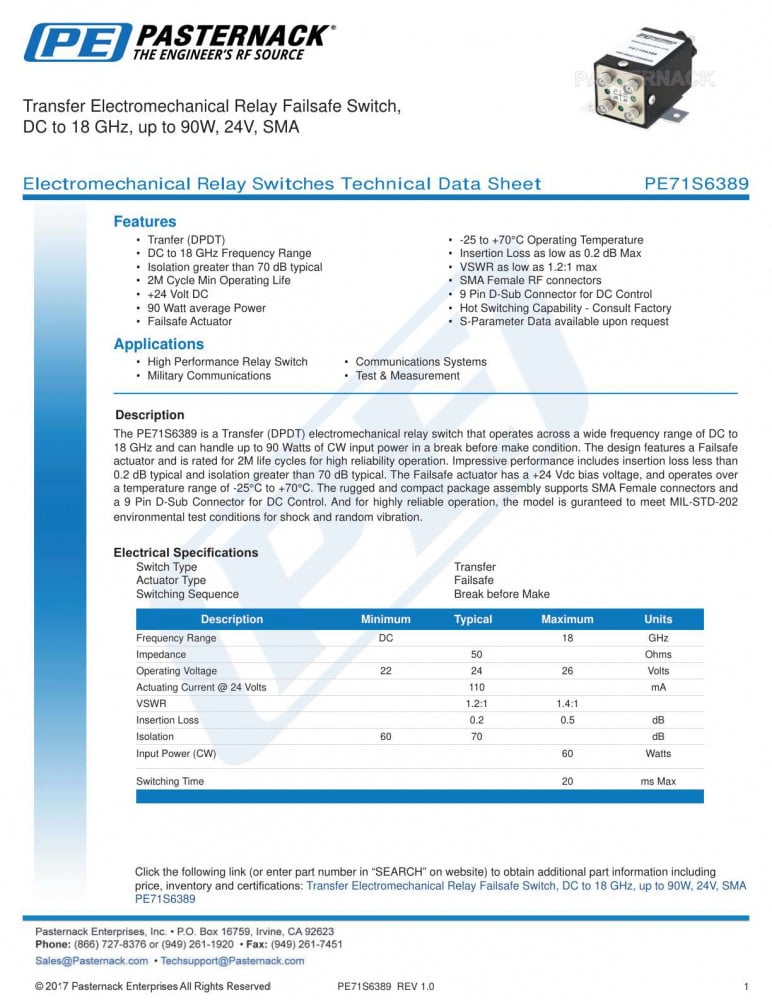 PE71S6389 technical document page 1