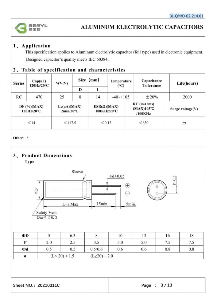BERYL datasheet page 3