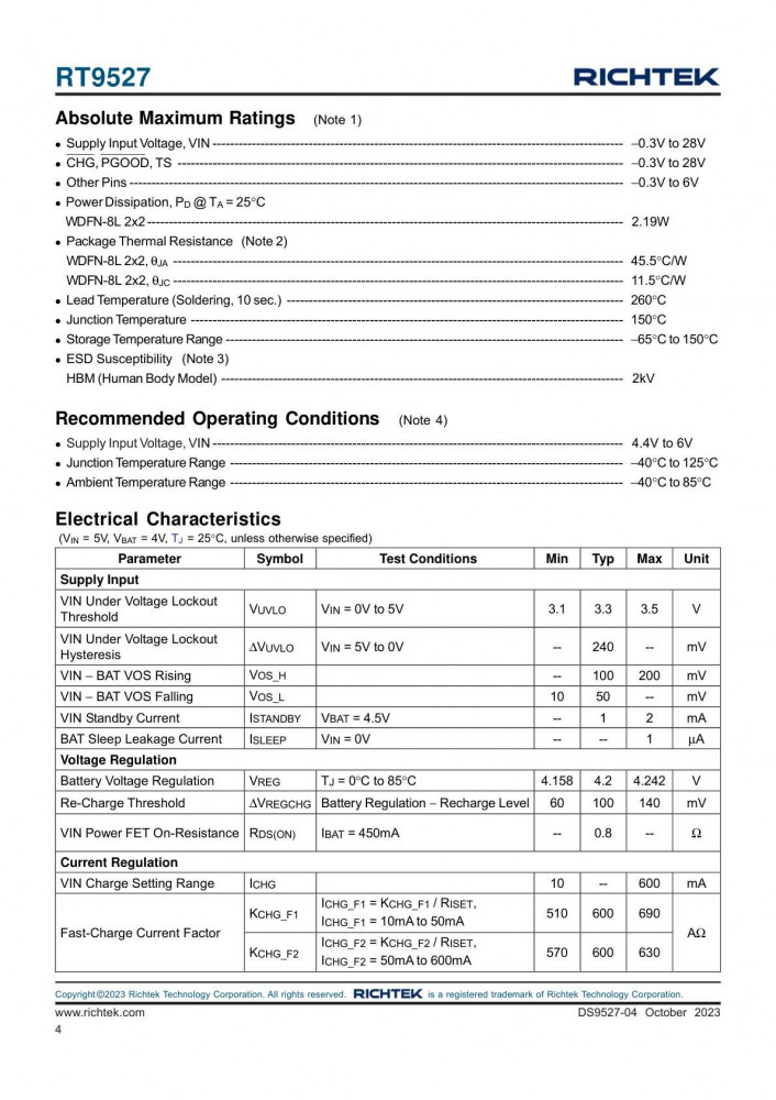 RT9527 datasheet page 4